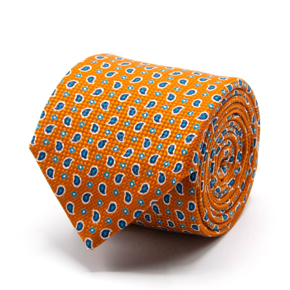 Dunkelblaue Panama-Krawatte mit Paisley-Muster┃BGENTS